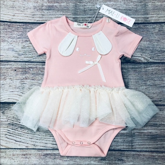 Mae Li Rose | One Pieces | Nwt Mae Li Rose Pink Skirted Bunny Bodysuit ...
